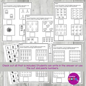 No Prep Spring Math Numbers 1-20 Cut and Paste Worksheets | Made By ...