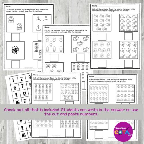 No Prep Spring Math Numbers 1-20 Cut and Paste Worksheets | Made By ...