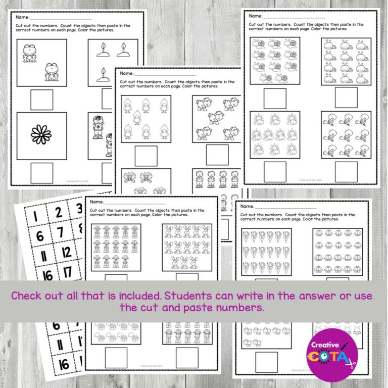 No Prep Spring Math Numbers 1-20 Cut and Paste Worksheets | Made By ...