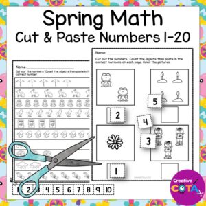 No Prep Spring Math Numbers 1-20 Cut and Paste Worksheets | Made By ...