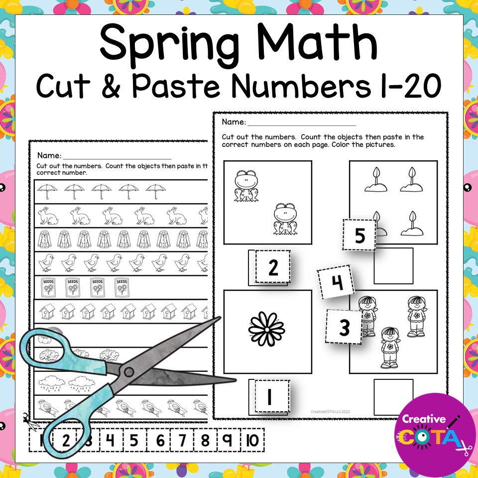 No Prep Spring Math Numbers 1 20 Cut And Paste Worksheets Made By No Prep Spring Math Numbers 1 20 Cut And Paste Worksheets Made By