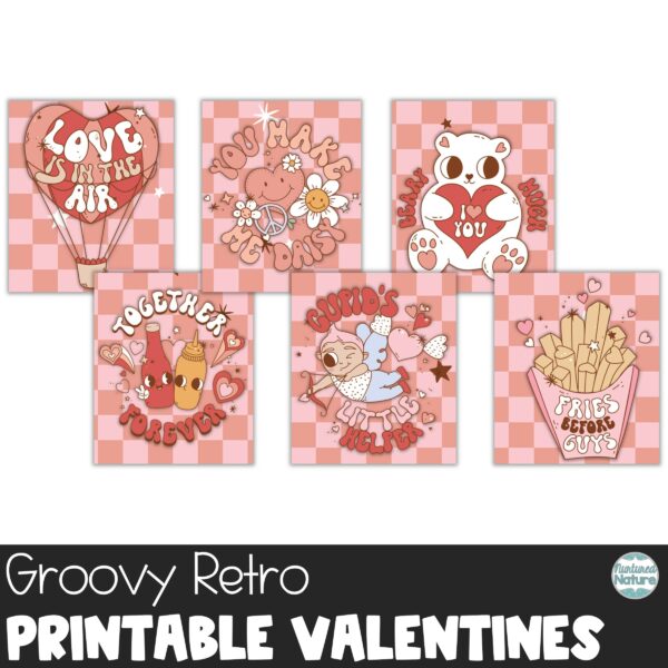Groovy Retro Printable Valentines for Students | Made By Teachers