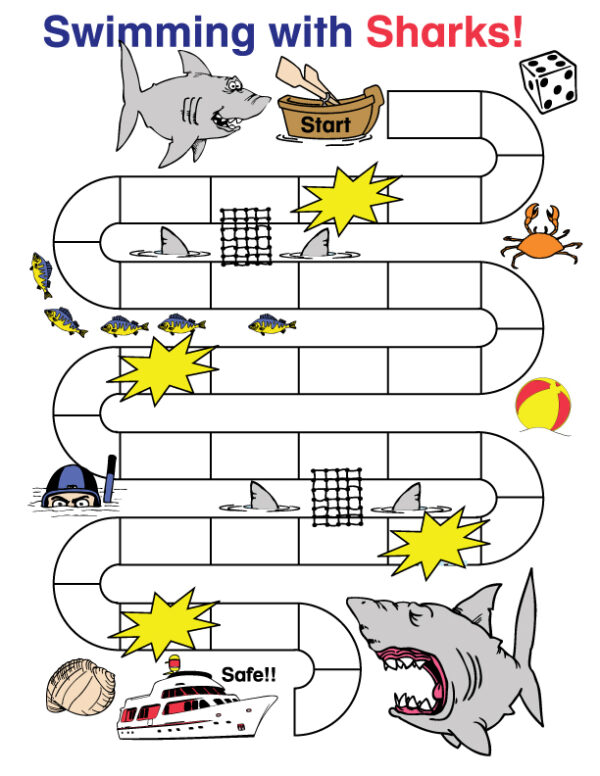Swimming with Sharks Blank Game Board ESL ELL Newcomer | Made By Teachers
