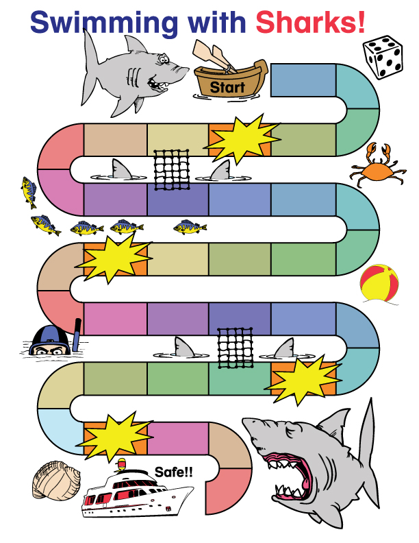 Swimming with Sharks Blank Game Board ESL ELL Newcomer | Made By Teachers