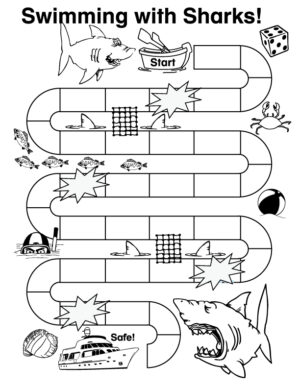 Swimming with Sharks Blank Game Board ESL ELL Newcomer - Made By Teachers