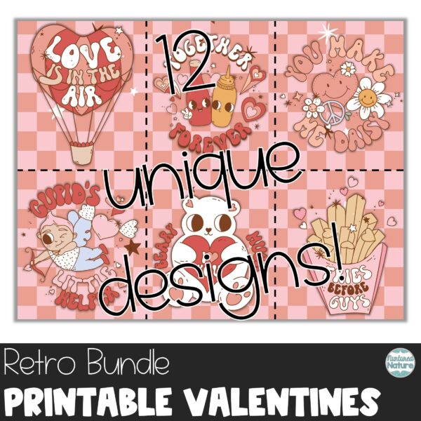 Groovy Retro Printable Valentines for Students Bundle | Made By Teachers