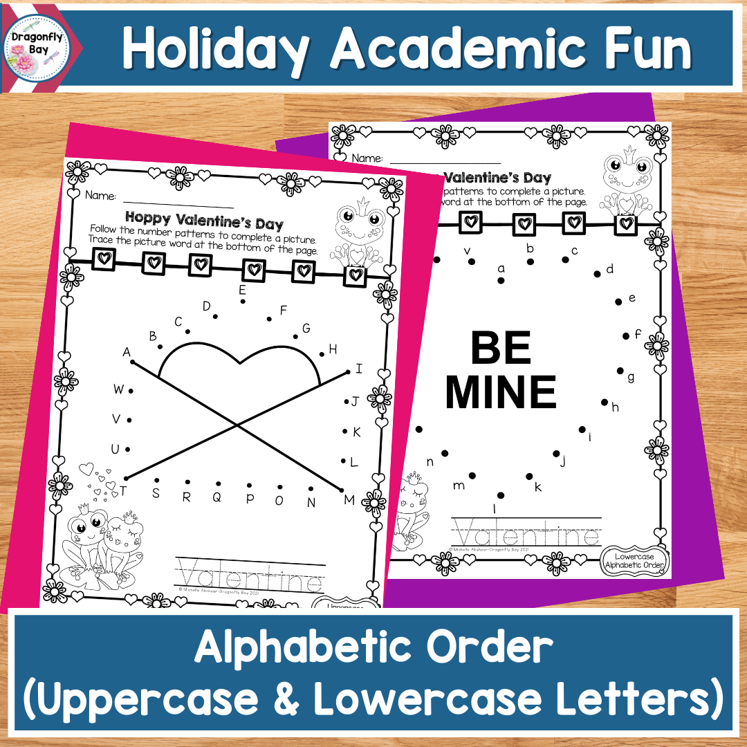 Valentines Day Dot to Dot by 1s Skip Count by 2s 5s 10s and Alphabetic ...