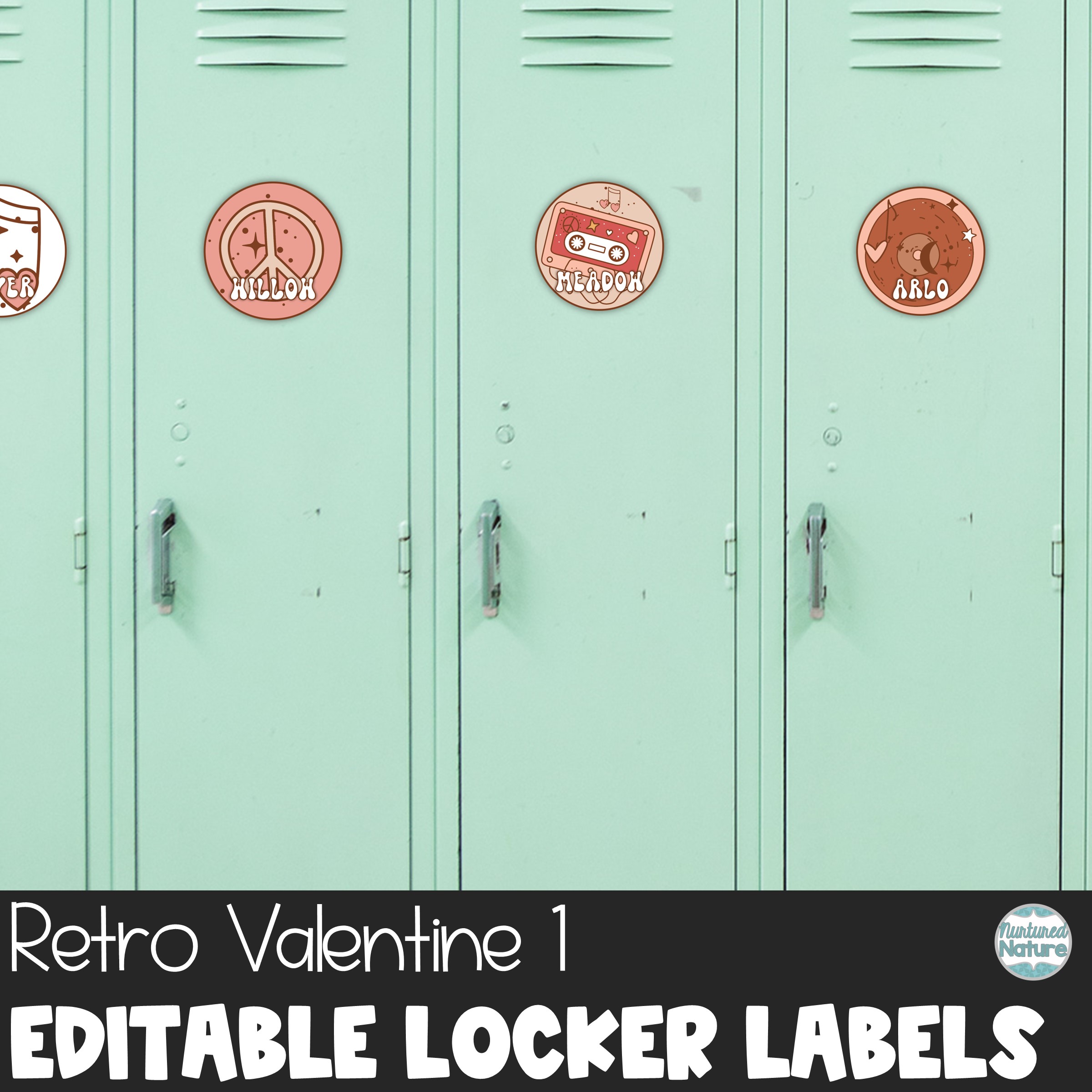 Groovy Retro Valentine Locker Labels - Editable Cubby Tags | Made By ...