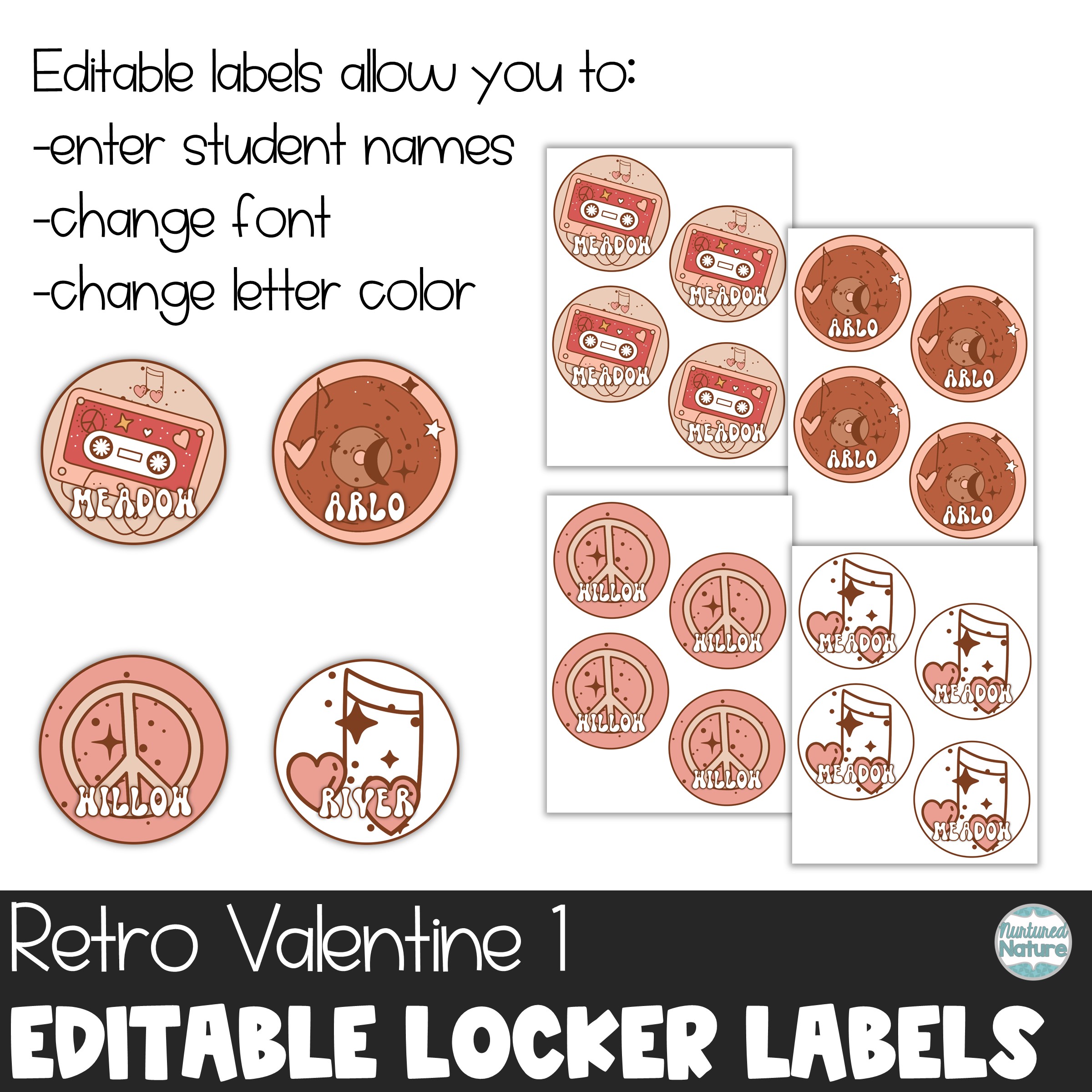 Groovy Retro Valentine Locker Labels - Editable Cubby Tags | Made By ...