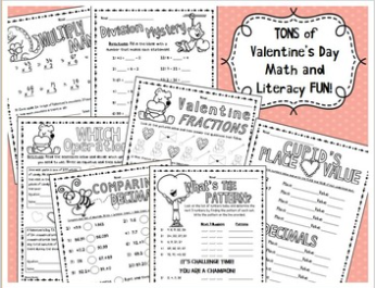 Valentine's Day Math and Literacy Printables Activites for Centers ...