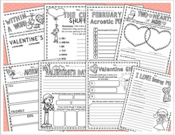 Valentine's Day Math and Literacy Printables Activites for Centers ...