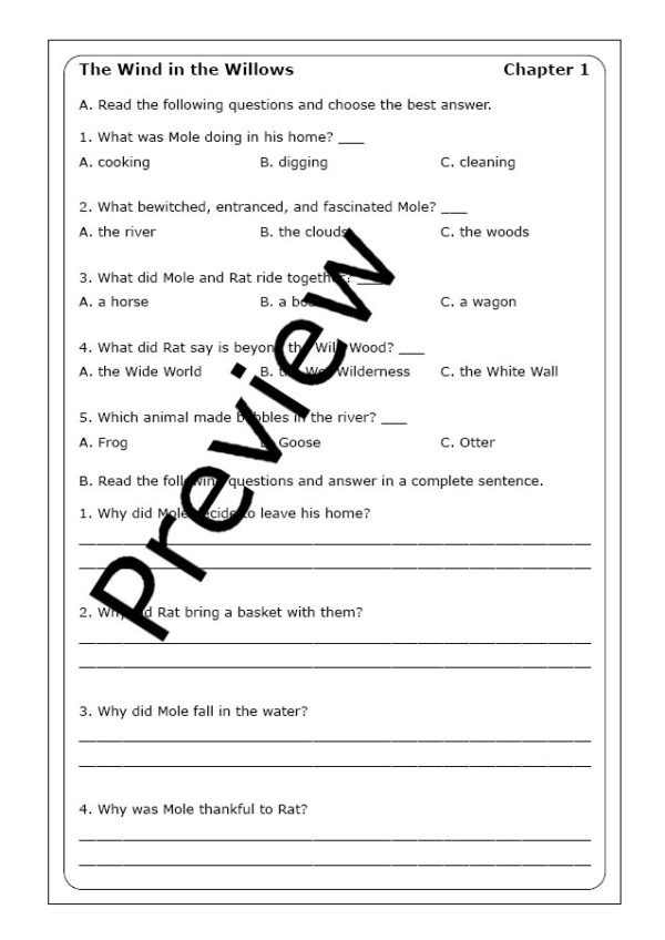 Kenneth Grahame "The Wind in the Willows" worksheets | Made By Teachers