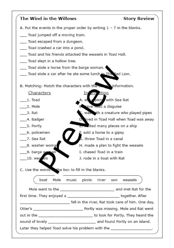 Kenneth Grahame "The Wind in the Willows" worksheets | Made By Teachers