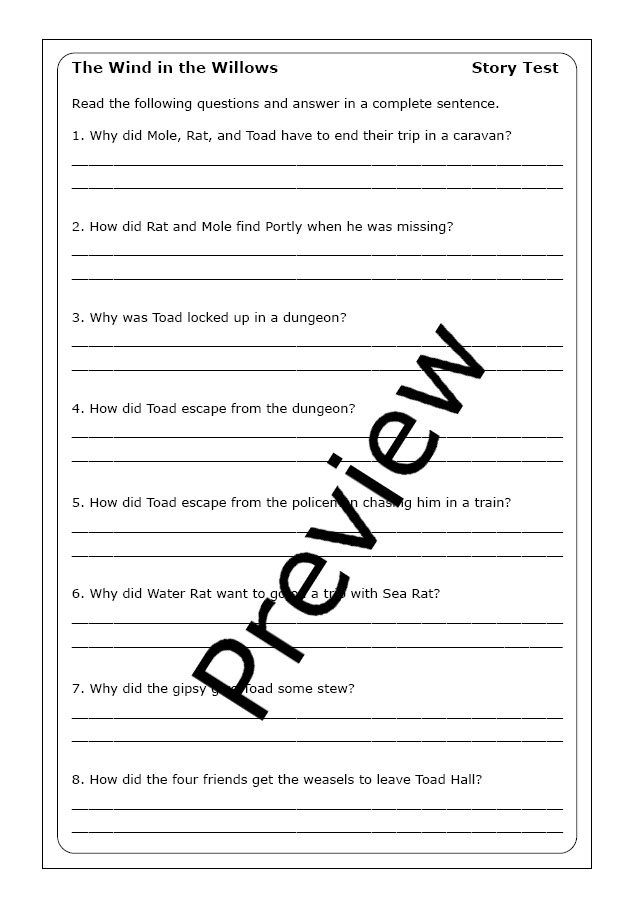 Kenneth Grahame "The Wind in the Willows" worksheets | Made By Teachers