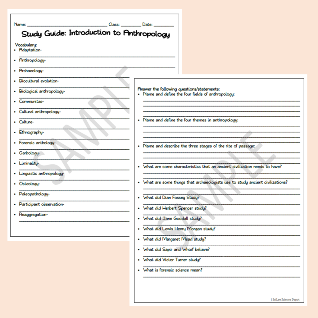 Introduction to Anthropology Review Packet | Made By Teachers