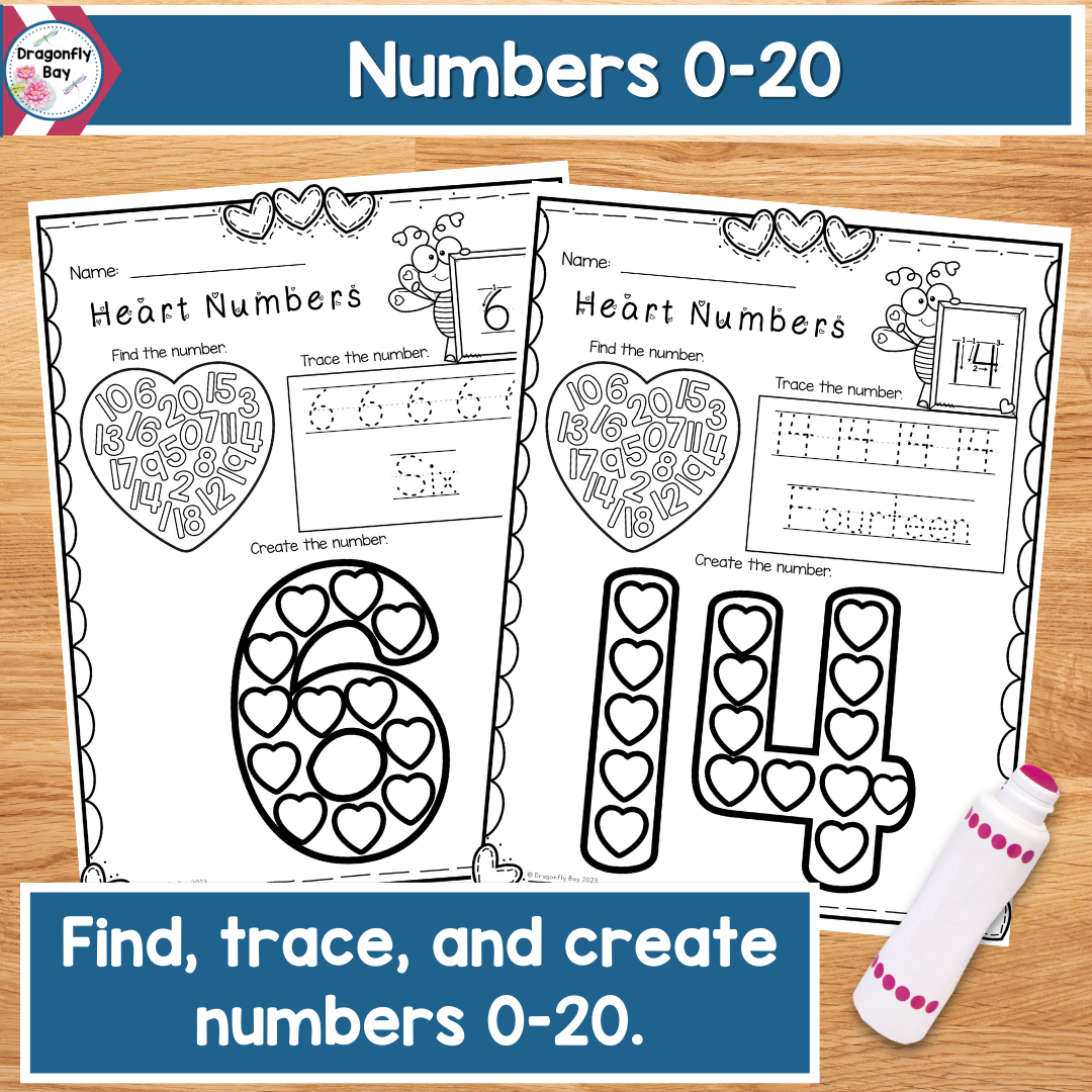 Valentines Day Heart Dot Marker Letters and Numbers 0 to 20 | Made By ...