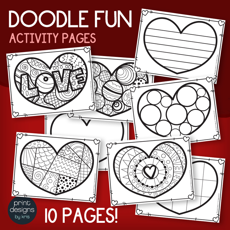 Valentine's Day Activity Pages - Doodle Fun - Art - Early Finishers ...