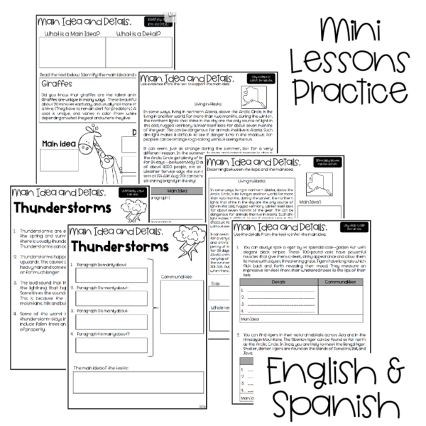 Deep into Main Idea & Details. Spanish & English Mini Lessons | Made By ...