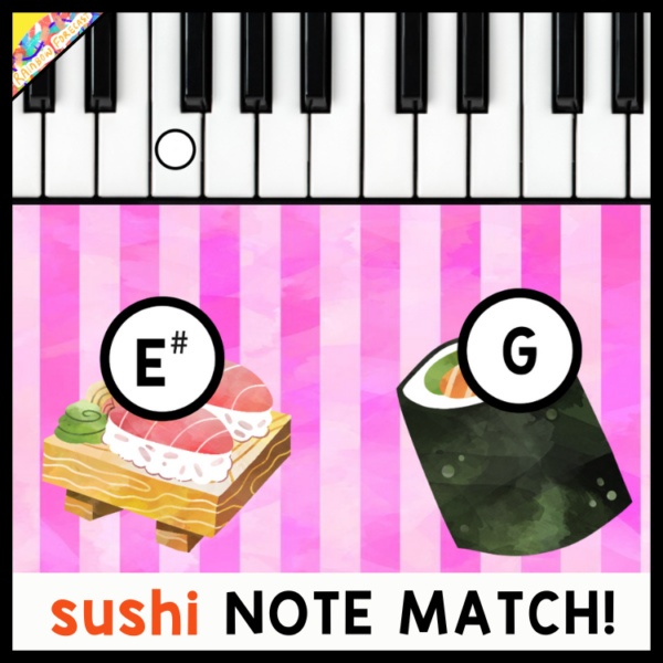 Sushi Music Note Match! Beginner Piano Keyboard Geography Task Cards ...