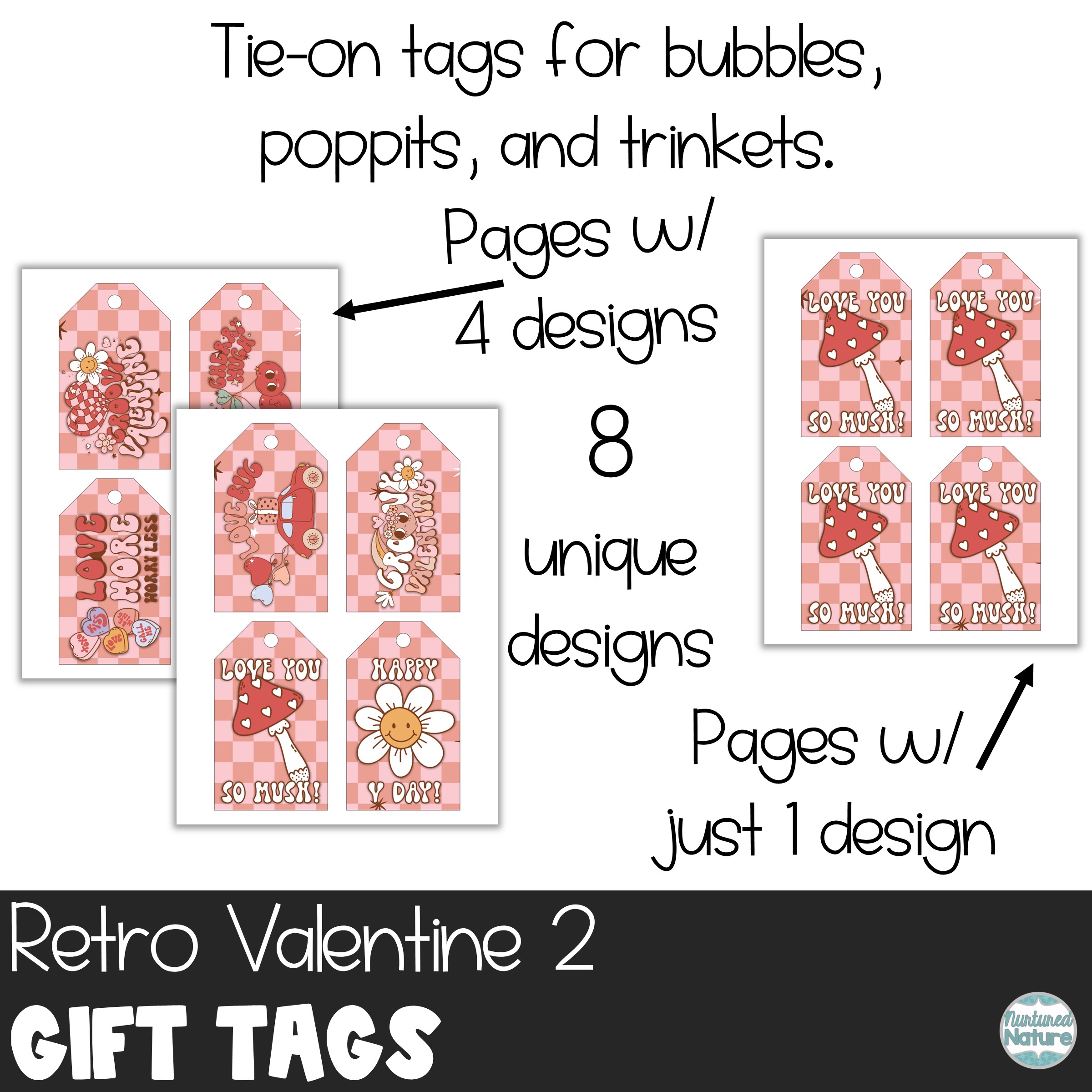 Retro Valentine’s Day Gift Tags for Student Gifts from Teacher 2 | Made ...