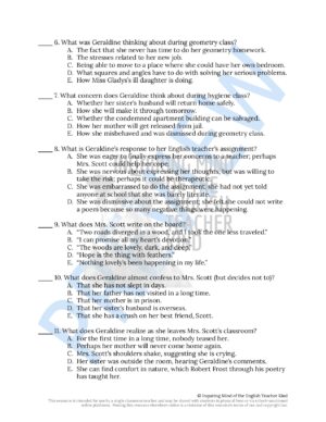 "Geraldine Moore the Poet" by Toni Cade Bambara Quiz and Answer Key ...