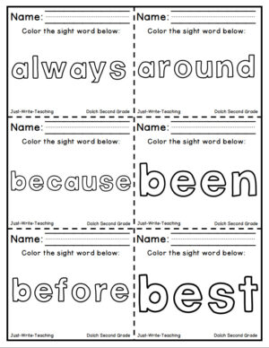 Second Grade Sight Word Task Cards | Made By Teachers