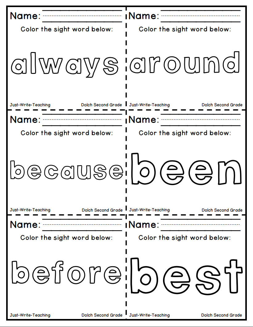 Second Grade Sight Word Task Cards | Made By Teachers
