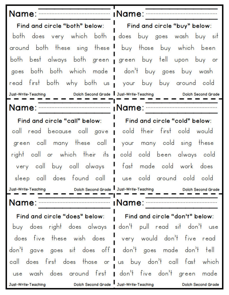 Second Grade Sight Word Task Cards | Made By Teachers