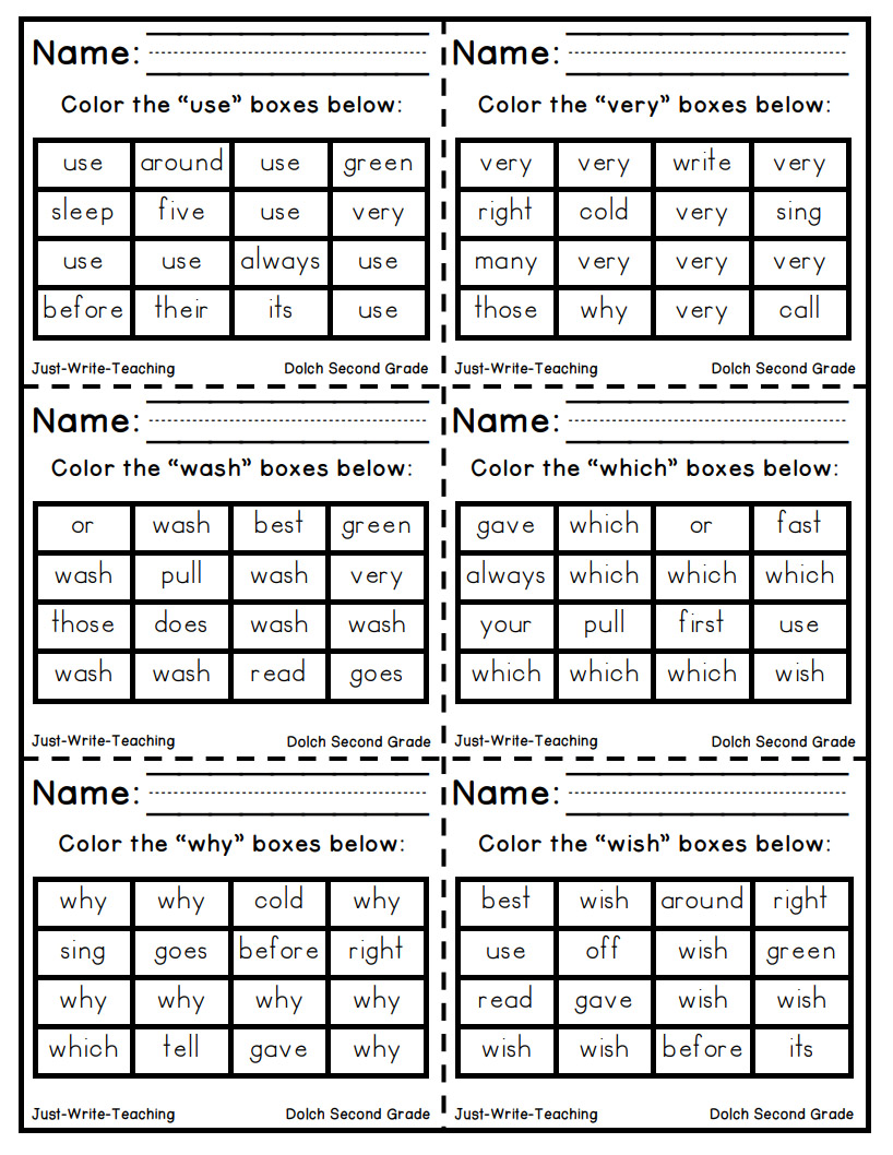 Second Grade Sight Word Task Cards | Made By Teachers