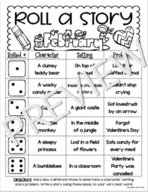 Roll a Story Writing Activity Literacy Center Month of February | Made ...
