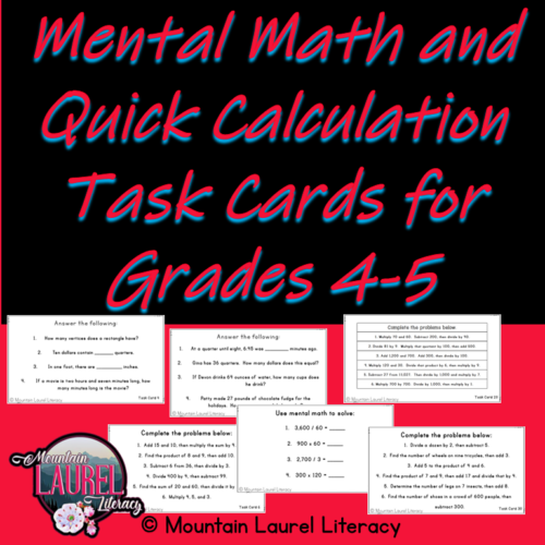 Mental Math Practice Task Cards for Grades 4 and 5 | Made By Teachers