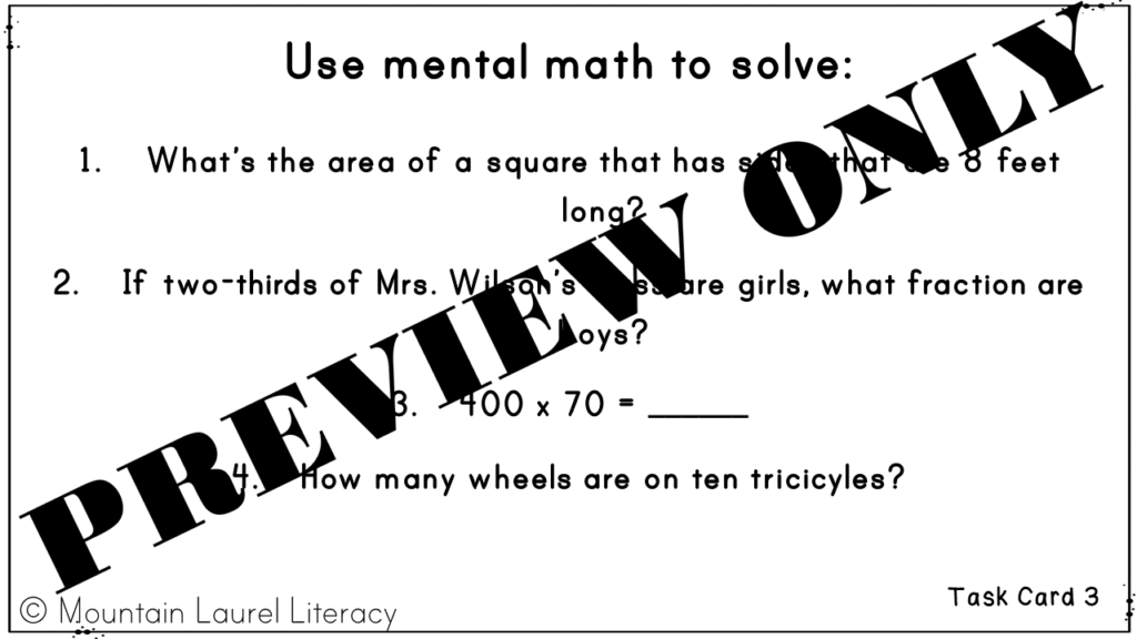 Mental Math Practice Task Cards for Grades 4 and 5 | Made By Teachers