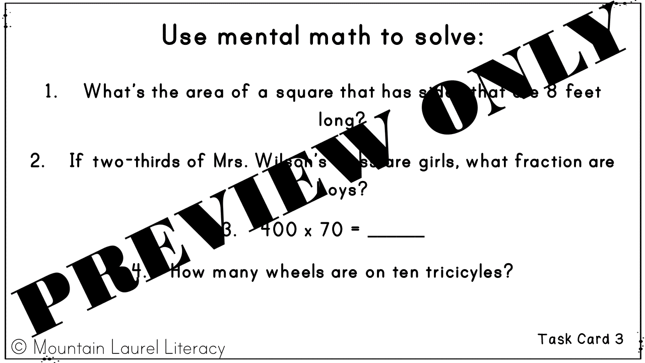 Mental Math Practice Task Cards for Grades 4 and 5 | Made By Teachers