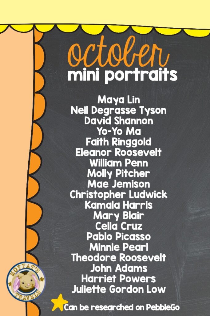 CLASSROOM DECOR History All Year: Mini Portraits-October Biographies ...