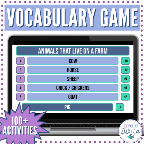 5 Things Game - 100+ Vocabulary Theme Prompts for ELL ESL Newcomers ...