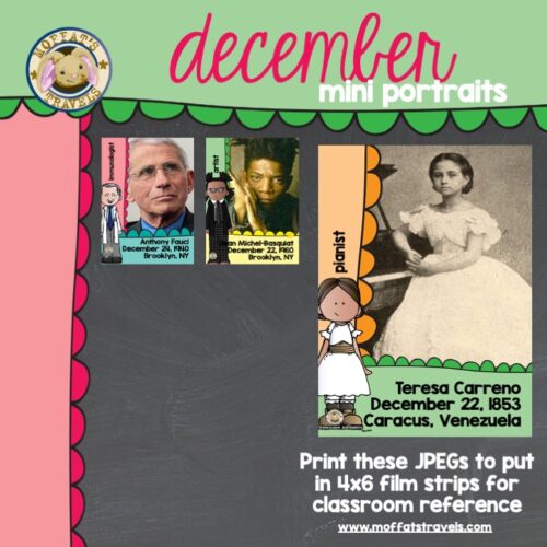 CLASSROOM DECOR History All Year: Mini Portraits-December Biographies ...