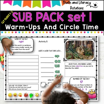 Emergency SUB PACK/PLANS- NO PREP -Literacy and Number -Grades 1-2 SET ...