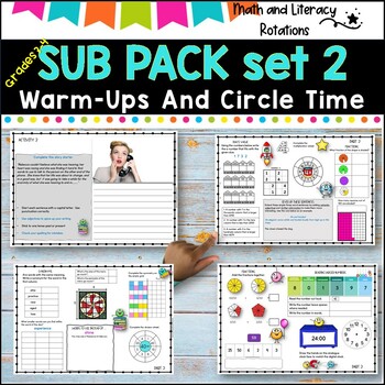 Emergency SUB PACK/PLANS- NO PREP -Literacy and Number -Grades 3-4 SET ...
