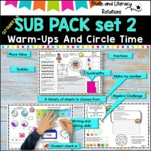 Emergency SUB PACK/PLANS- NO PREP -Literacy and Number -Grades 3-4 SET ...