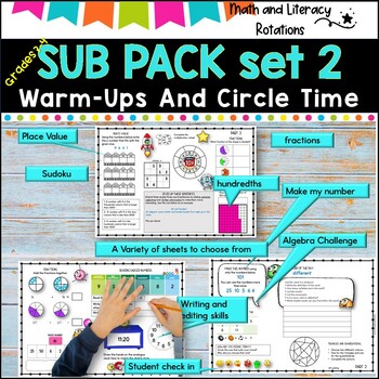 Emergency SUB PACK/PLANS- NO PREP -Literacy and Number -Grades 3-4 SET ...