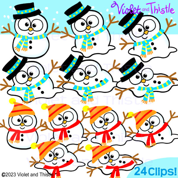 Build a Snowman Clipart Melting Snowman Sequence Clip Art BUNDLE ...
