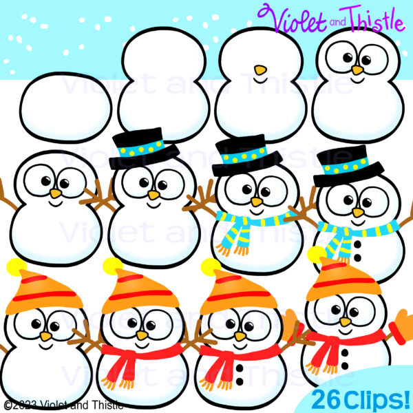 Snowman Clipart Build a Snowmen Clip Art Sequential Steps Top Hat ...