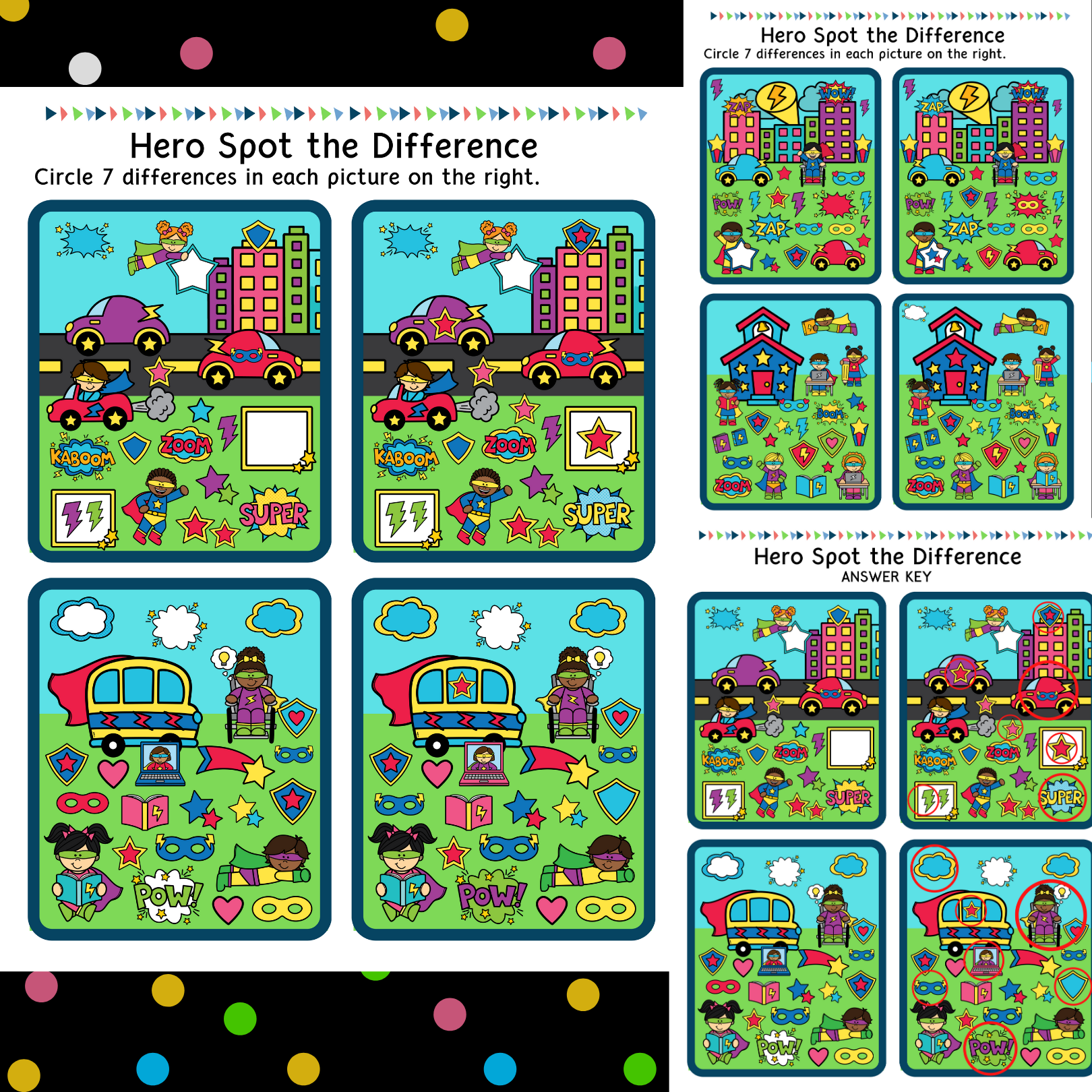 Hero Find the Difference: Visual Perceptual Worksheets | Made By Teachers