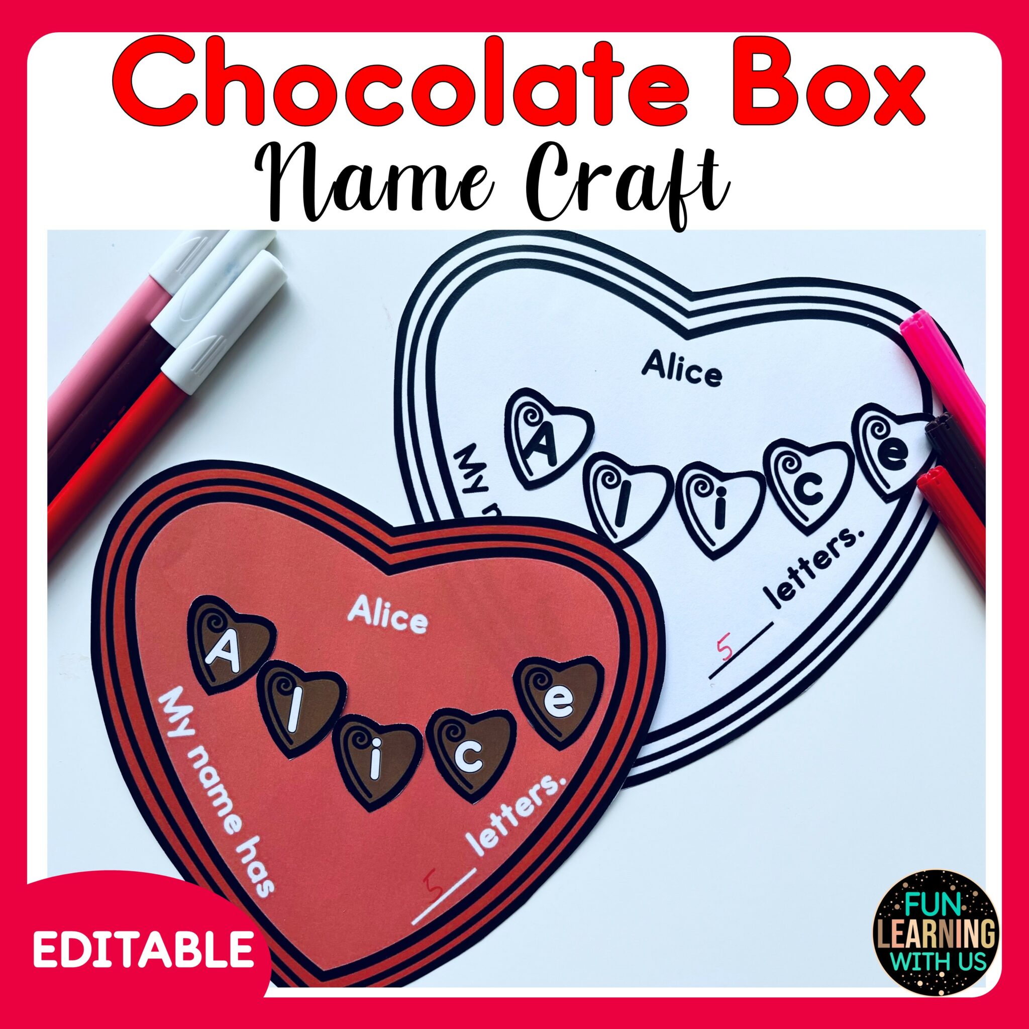 Chocolate Box Name Crafts | Valentines Day Editable Name Activity ...