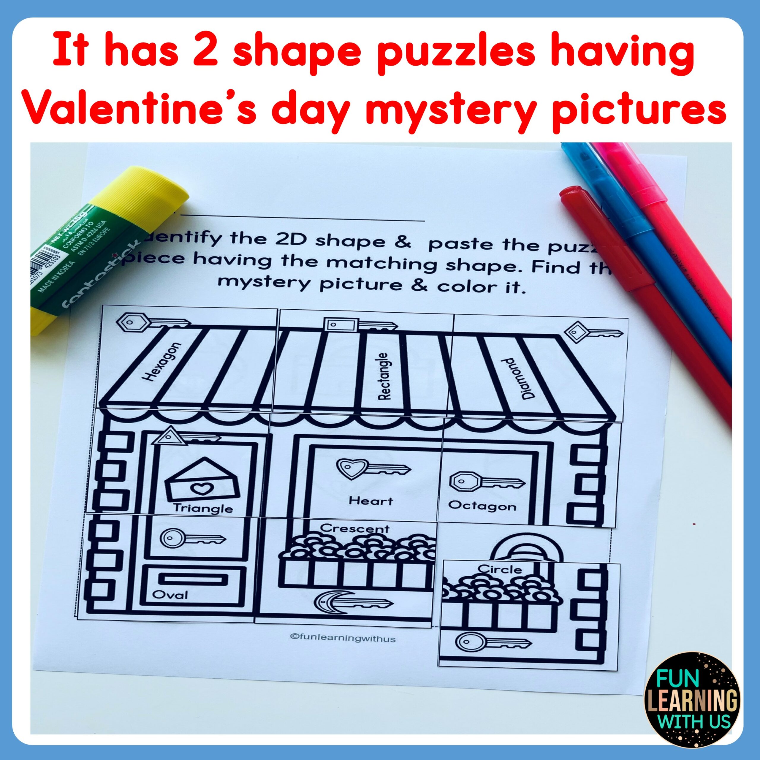 Valentines Day 2D Shapes Activity | Lock & key Shape Puzzles & Task ...