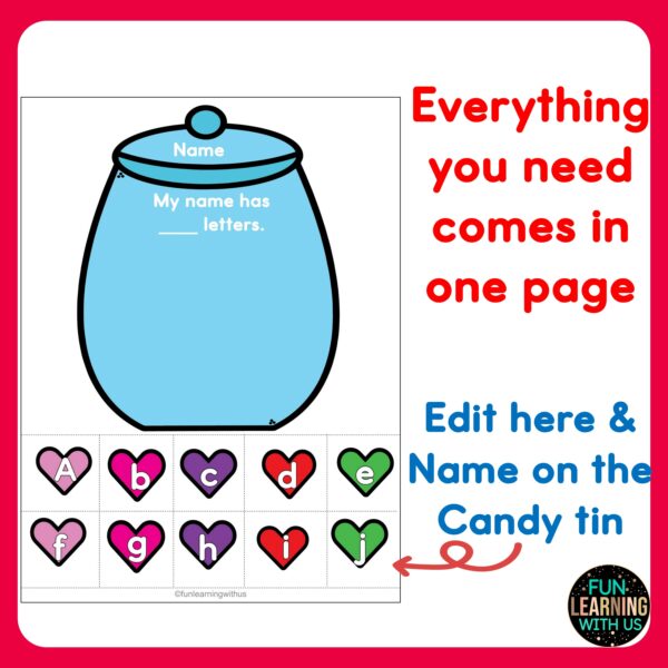 Candy hearts Name Crafts | Valentines Day Editable Name Activity | Made ...