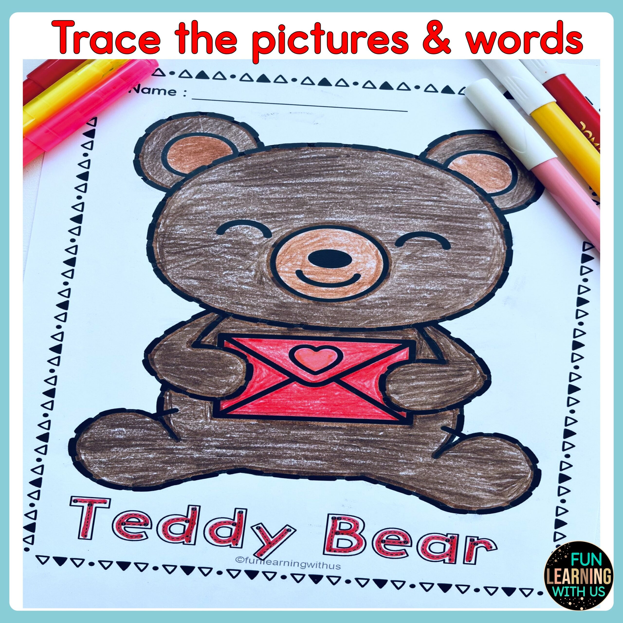 Valentines Day Picture Tracing & Coloring Fine Motor Worksheets | Made ...
