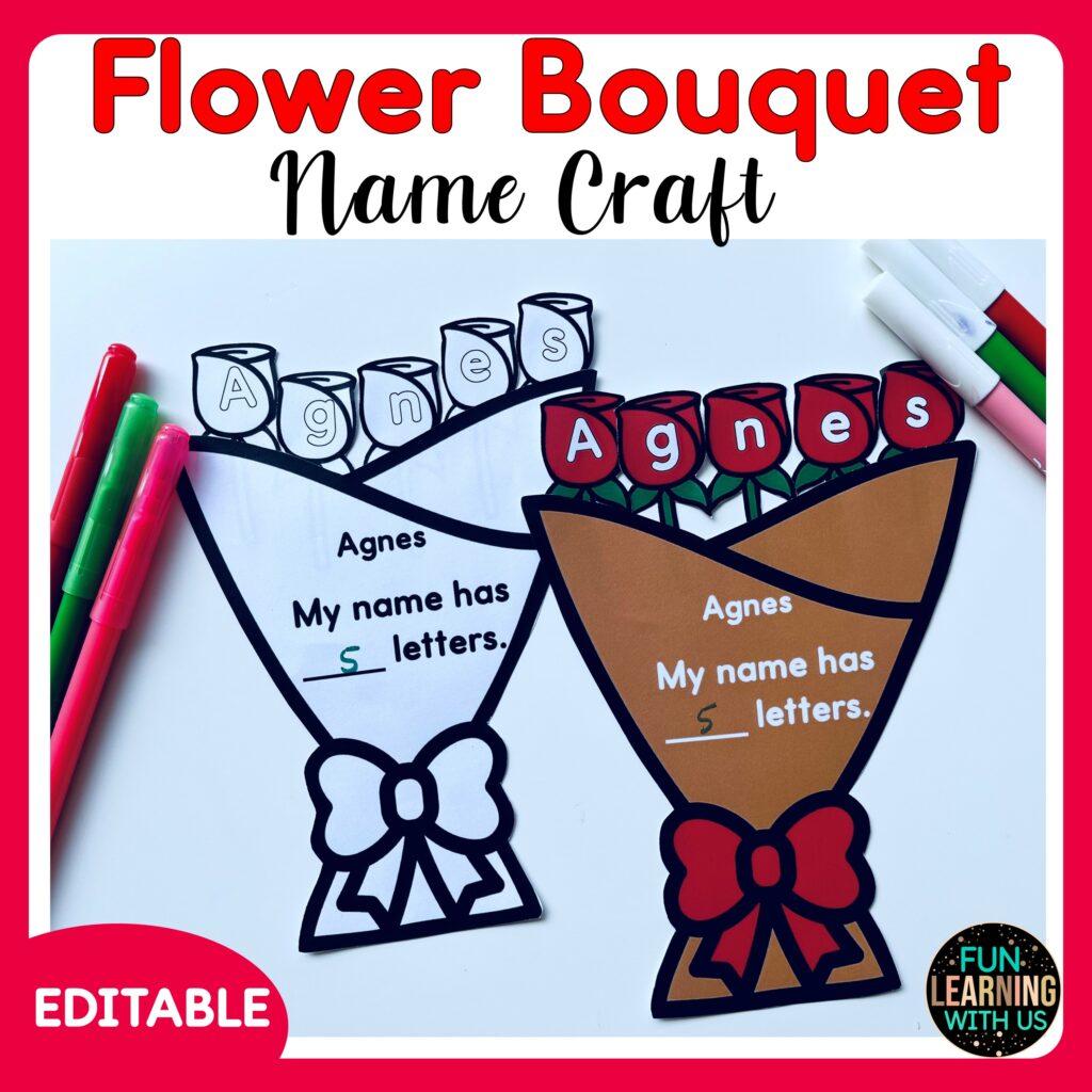 Flower Bouquet Name Crafts | Valentines Day Editable Name Activity ...