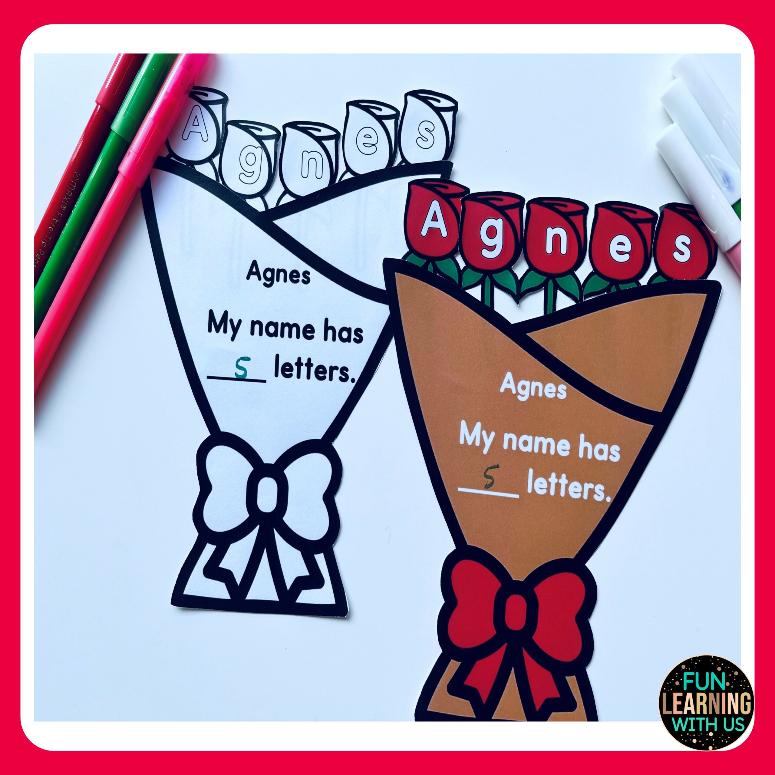 Flower Bouquet Name Crafts | Valentines Day Editable Name Activity ...