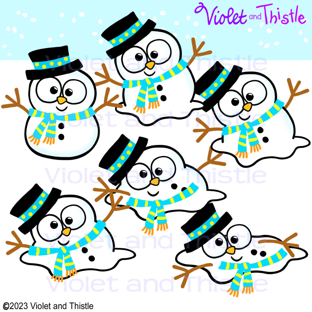 Build a Snowman Clipart Melting Snowman Sequence Clip Art BUNDLE ...
